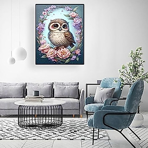Eterkosu Owl Diamond Painting Kits for Adults Beginners - 5D Animals Full Drill Round Diamond Art Kits Diamond Dots Paintings with Diamonds Rose Flowers Gem Art Rhinestones Picture Crafts Home Decor