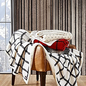 Eddie Bauer - Throw Blanket, Reversible Sherpa Fleece Bedding, Home Decor for All Seasons (Vail Plaid, Throw)