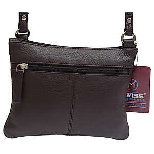 Swiss Marshall Womens Genuine Leather Small Crossbody Shoulder Designer Bag and Ladies Purse (Brown)