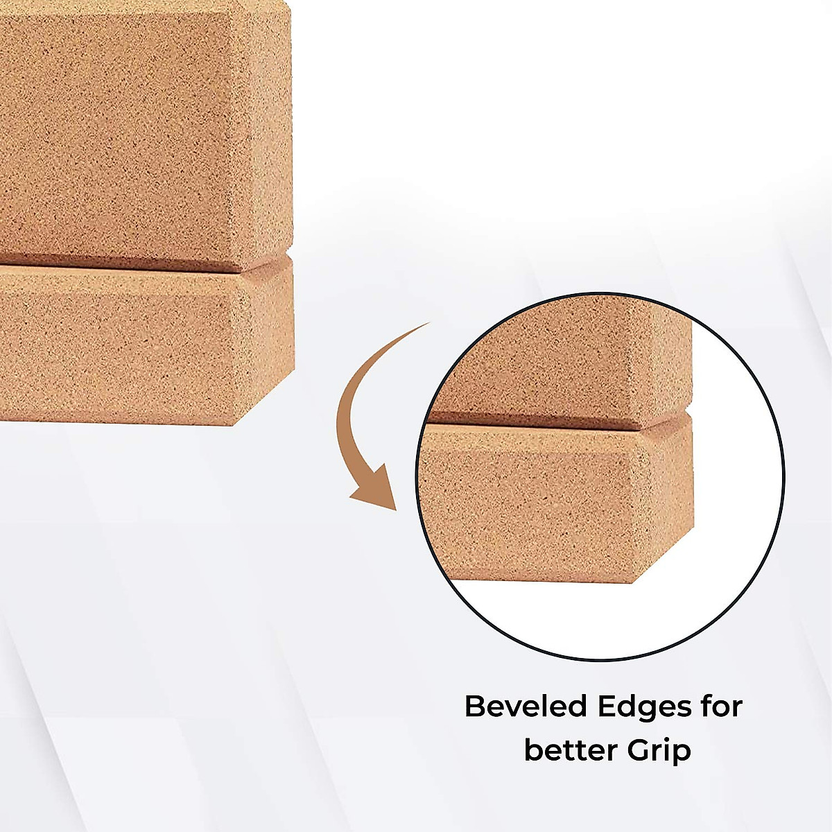 AW Direct Cork Yoga Blocks, Non-Slip Cork Block for Exercise, 100% Natural, Eco-Friendly Exercise Blocks to Improve Stability, Poses, Flexibility, and Alignment, Pack of 2 Fitness Blocks