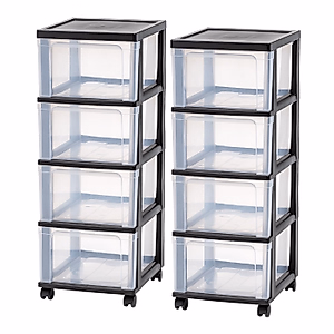 IRIS USA NC-4 Standing Storage Drawers, Black