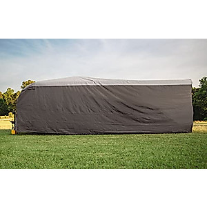 Camco ULTRAGuard 20-22-Ft Travel Trailer/Class C RV Cover | Features Zipper Entry Doors & Covered Air Vents | Crafted of Spunbond Polypropylene | Storage Bag for RV Storage and Organization (45740)