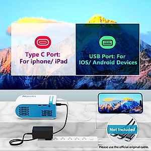 Mini Projector, Nasin Video Projector 1080P Supported Portable Outdoor Movie Projector Home Theater Projector Compatible with TV Stick/iOS/Android Phone/Laptop, HDMI/USB