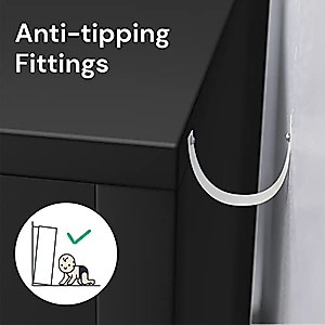 SunsGrove Dresser for Bedroom with 4 Drawers Modern Wooden Dresser for Clothes Organizer Tall Storage Chest of Drawer for Living Room, Children Room, Entryway, Black