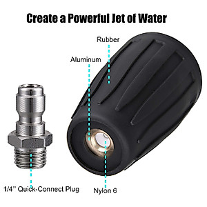 M MINGLE Turbo Nozzle for Pressure Washer, Pressure Washer Gun with Extension Wand, 10 Nozzle Tips