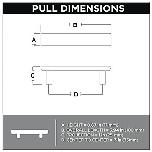 Franklin Brass Simple Chamfered Cabinet Pull, Brushed Brass, 3 in (76mm) Drawer Handle, 10 Pack, P40844K-117-C