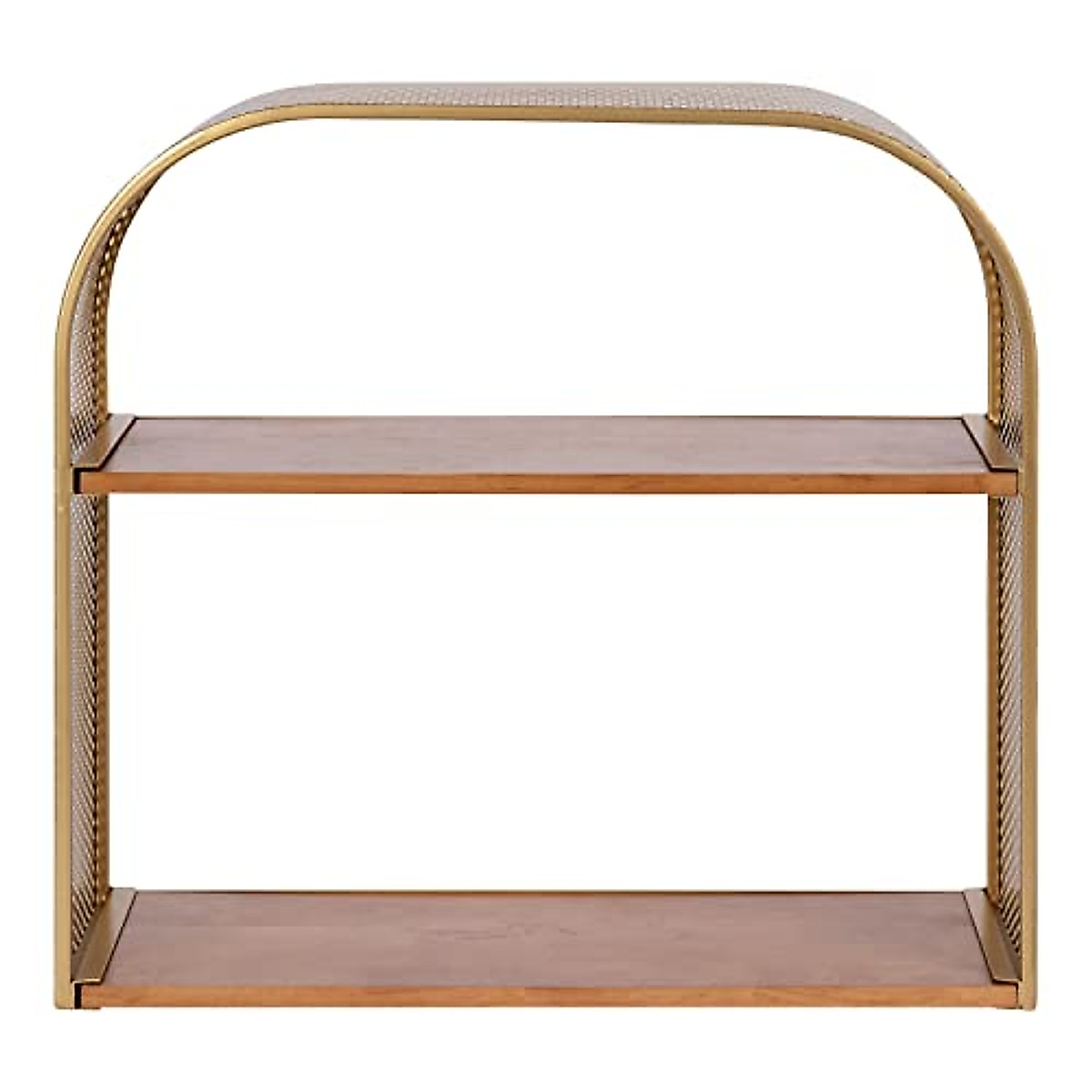 Kate and Laurel Urso Arch Floating Side Table, 20 x 19, Gold, Modern Geometric Wood and Metal Shelf