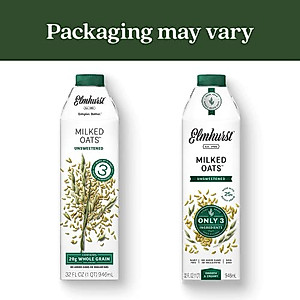 Elmhurst 1925 Milked Oats Unsweetened Oat Milk, 32 Ounce (Pack of 6)