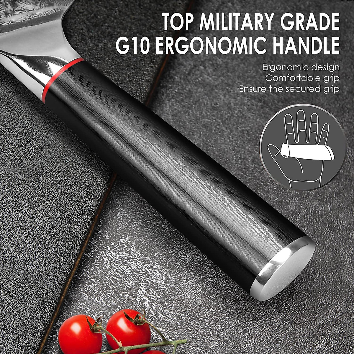 Chef Knife 8 Inch Damascus Kitchen Knife, Professional Japanese VG10 Damascus Steel Cooking Knife, Ergonomic Wood Knife Handle, Super Sharp Chef's Knives with Gift Box