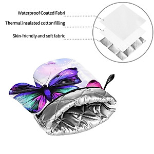 4-Piece Oven Glove and Pot Holder,Purple Butterfly (2),Heat-Resistant Oven Glove and Pot Holder,Can Be Used for Cooking and Grilling