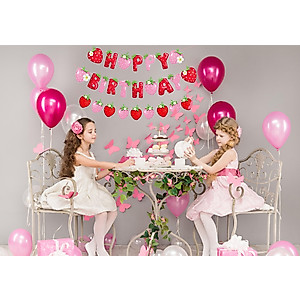 Strawberry Fruit Banners Happy Birthday Strawberry Theme Party Hanging Decorations Happy Birthday Party Wedding Party Decoration Supplies
