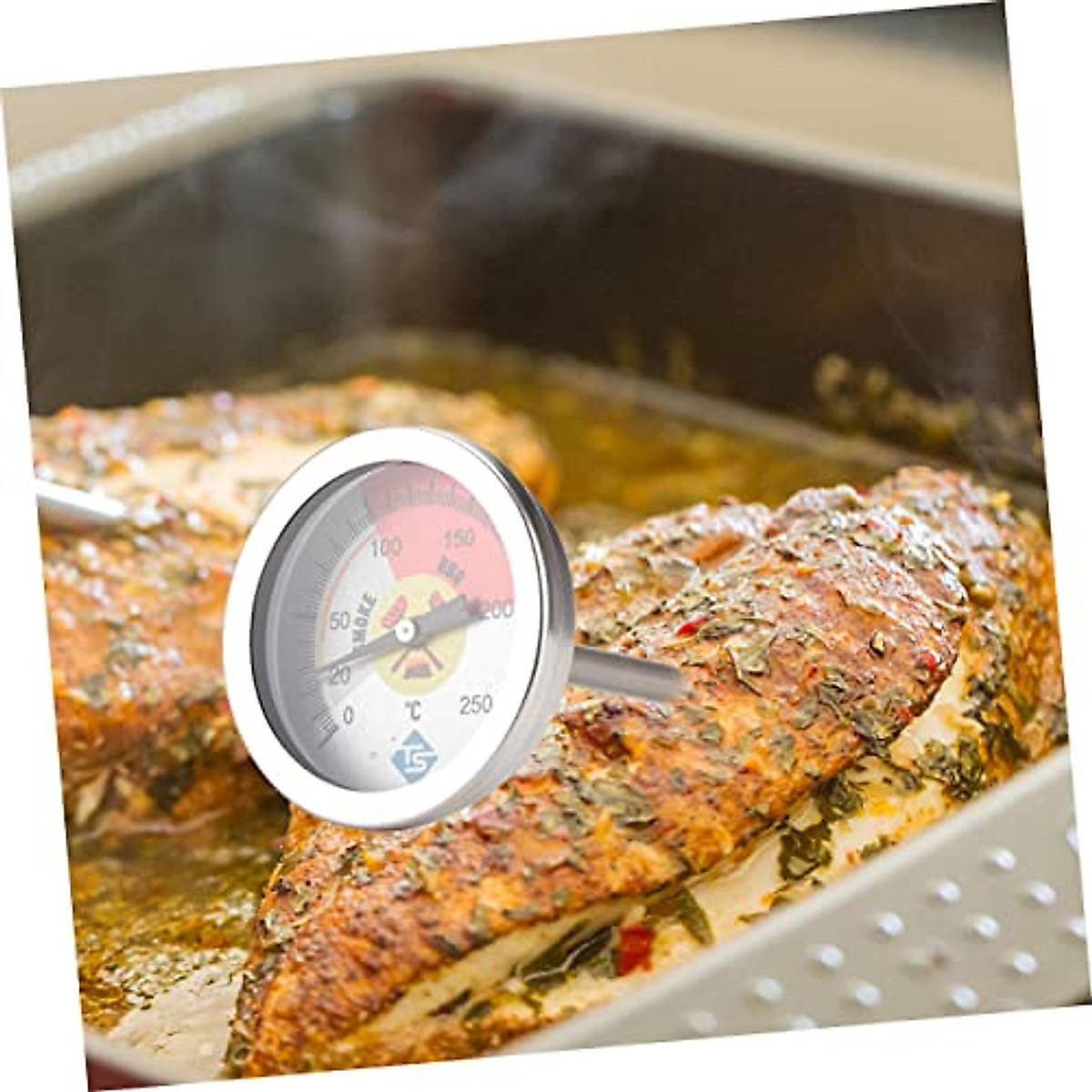 YARNOW - Pizza Roasting Baking Food Stainless Measurement Oven Gauge Fry Grill Temperature Deep Barbecue Practical Warming Frying Kitchen Smoker Pointer Steel -℃ for