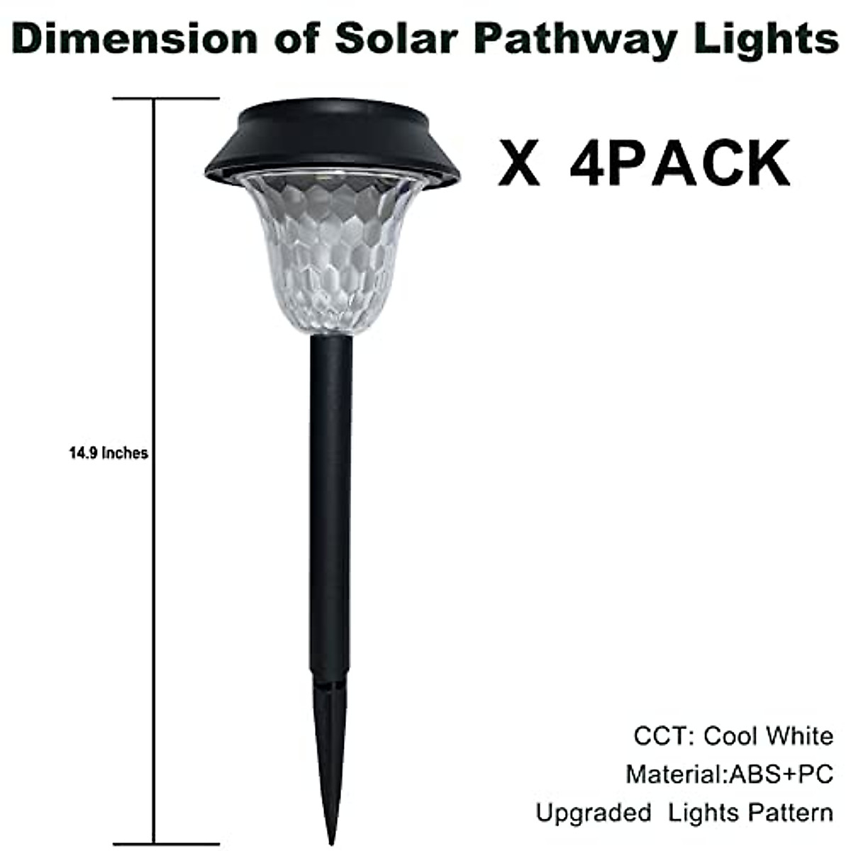4 Pack Christmas Solar Pathway Lights Cool White Solar Path Lights Outdoor Auto On/Off Lights Waterproof Christmas Garden Lights Solar Landscape Lighting for Pathway, Garden, Driveway, Backyard Decor