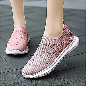 Women's Crystal Breathable Orthopedic Slip On Walking Shoes, Ultra-Light Breathable Arch Support Sneakers,Fashion Sneakers for Women,Orthopedic Shoes (Green, 10.5(43))