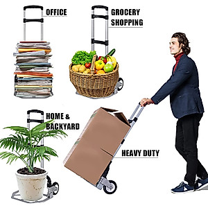 CooTool Folding Hand Truck Aluminum Portable Folding Hand Cart 200lbs Capacity Hand Cart and Dolly Ideal for Home, Auto, Office,Travel Use,Black