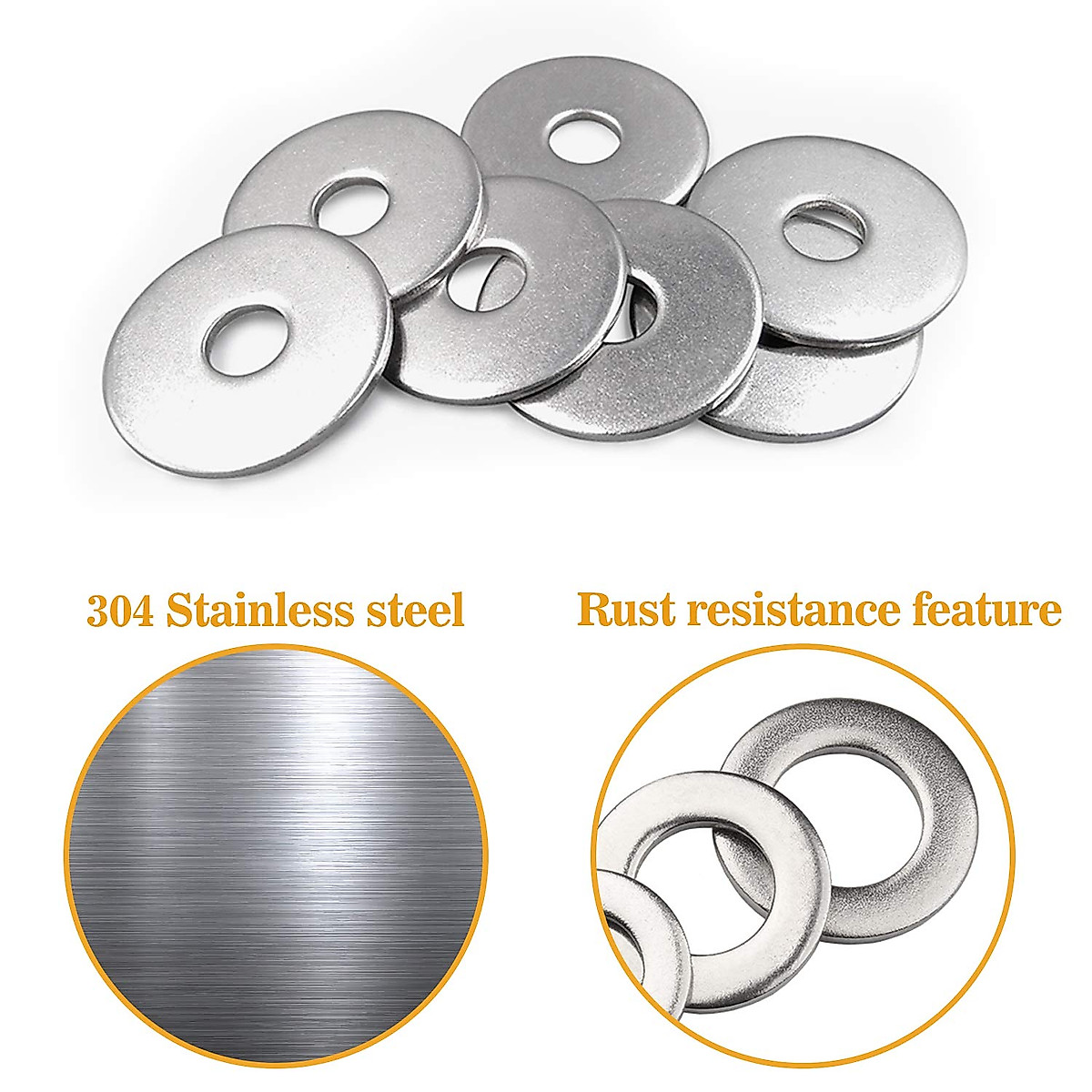 VIGRUE 304 Stainless Steel Flat Washers Set Washers Hardware Assortment 225 Pieces -15 Sizes M3 M4 M5 M6 M8 M10 M12