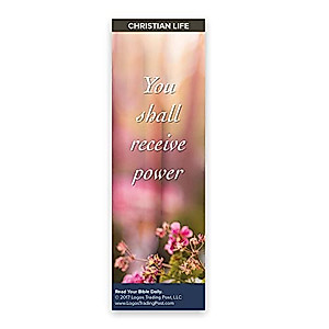Christian Bookmark with Bible Verse, Pack of 25, Christian Life Themed, You Shall Receive Power, Acts 1:8