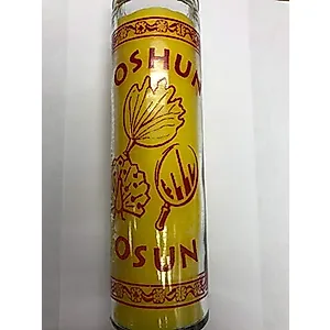 Ochun Oshun Osun Unscented Yellow Pillar Candle in Glass