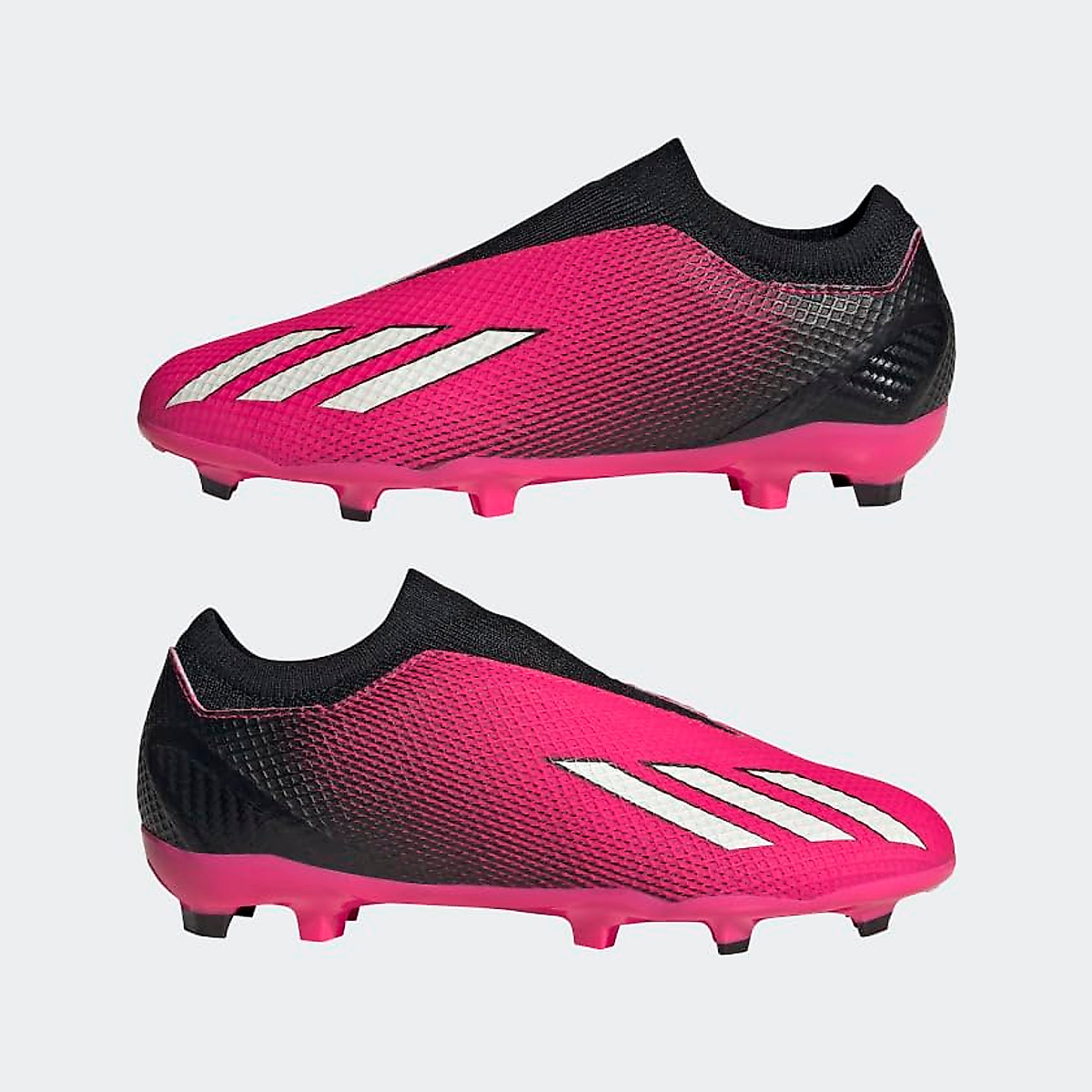 adidas X SPEEDPORTAL.3 Laceless Firm Ground Soccer Shoe, Team Shock Pink/Zero Metallic/Black, 2 US Unisex Little Kid