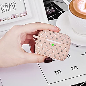 CAGOS Compatible with Airpods Pro Case, Cute Airpods Pro Bling Crystal TPU Case Protective Hard Carrying Cover Women Girls with Shiny Crystal/Keychain for Apple Airpods Pro Charging Case, Pink