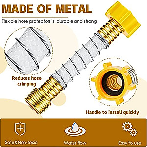 3 Pieces Flexible Hose Protector Hose Extension Adapter Garden Hose Extension Hose Coiled Spring Protector Water Filter with Coil Spring Reduce Hose Crimping and Straining at Faucets, Yellow