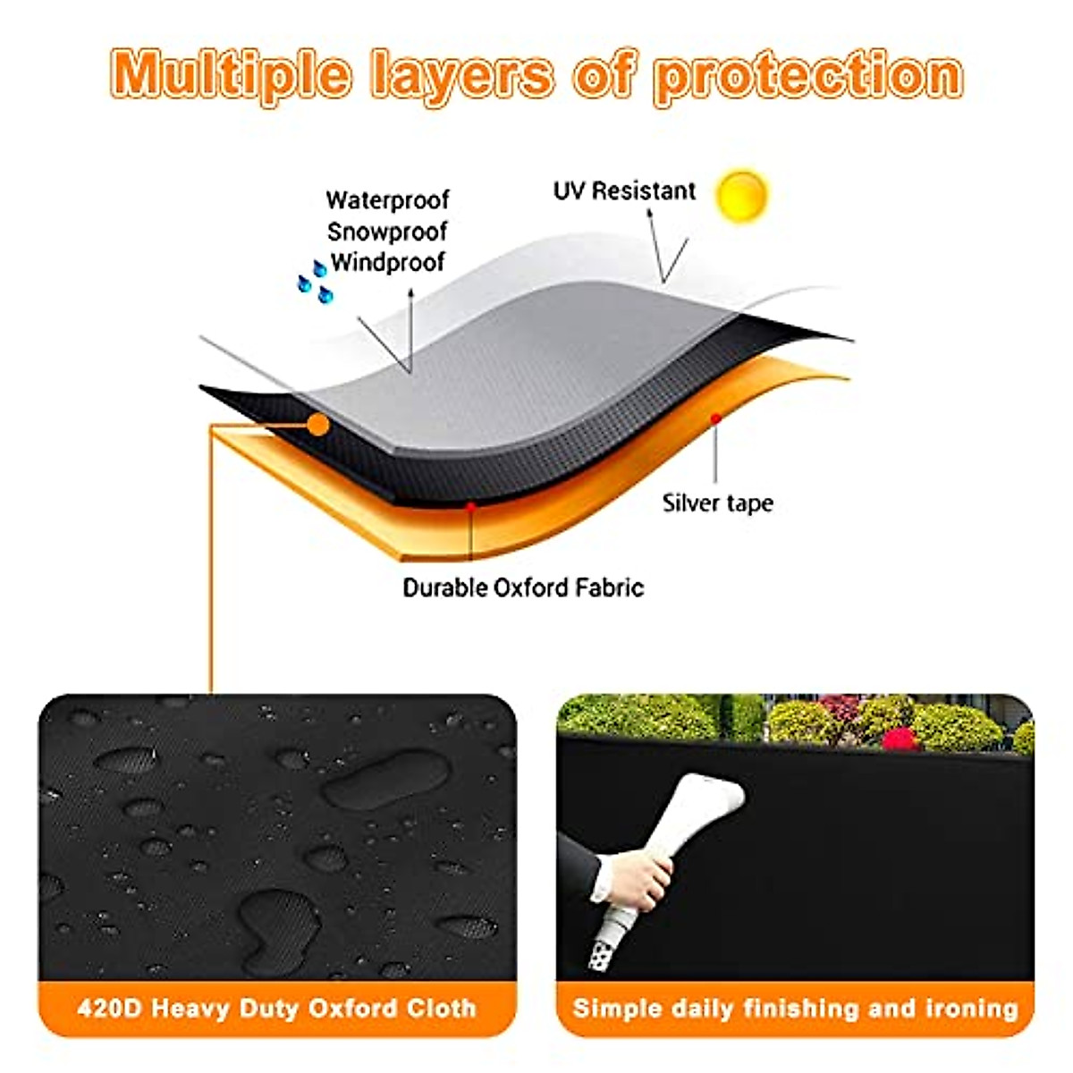 420D Patio Furniture Cover Outdoor Furniture Cover Patio Table Cover Outdoor Table Chair Set Covers Waterproof Furniture Covering