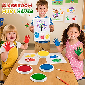 Biggun 7" Large Round Craft Ink Pads- 8 Colors Rainbow DIY Fingerprint Ink Pad Stamps Partner Washable Color Painting Card Making Stamp Pad for Kids Rubber Stamp Crafting Paper Wood Fabric Scrapbook