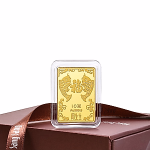 Chow Sang Sang 999.9 24K Solid Gold Price-by-Weight Gold Koi Fish Ingot for Women and Men (10 Grams, 0.35 Oz)