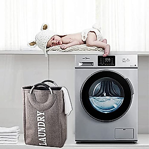 BoMao Laundry Bag, Collapsible Fabric Laundry Hamper with Cushioned Handles, Square Storage Basket for Store Clothes and Toys (Grey)