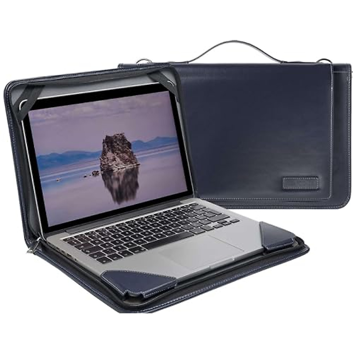 Broonel Blue Leather Laptop Messenger Case - Compatible with HP EliteBook 865 G9 16" WUXGA Laptop