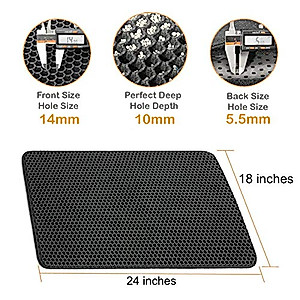 Topcovos Cat Litter Mat, Litter Mat Double Layer Honeycomb Trapping Mat, Easy Clean Litter Box Mat EVA Phthalate Free Kitty Litter Mat