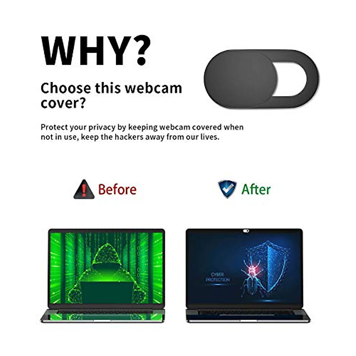 Webcam Cover, Camera Cover Slide, Laptop Camera Cover Slide, Smartphone Webcam Sticker,Camera Blocker Protect Privacy Perfect Laptop Camera Cover for Phone, Tablet, Laptop 6 Pack (3 Black+3 White)