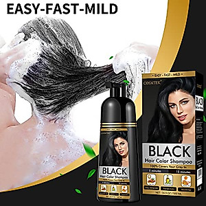 MONTE LUNA COSMTEK Black Hair Dye Shampoo for Gray, Natural Hair Dye Shampoo for Women & Man, 3-In-1 & Semi-Permanent, Herbal Ingredients & Ammonia-Free, Fast Acting and Long Lasting, 16.9 fl oz