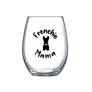 French Bulldog Gifts for Women Frenchie Mom Stemless Wine Glass for Her Cup Idea Large 0129