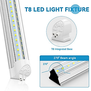 SHOPLED 4FT LED Shop Light, 40W 5500LM 5000K Daylight White, Linkable T8 LED Tube Lights 4FT, V-Shape, 4 Foot LED Shop Lights for Garage, 4 Pack