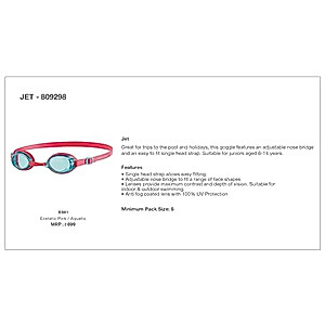Speedo Jet Junior Goggles (Ecstatic Pink/Aquatic, One Size)