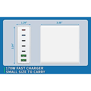 USB C Charger. Sacrack 170W 7 Port Fast Charging Station Laptop Power Adapter Compatible with MacBook Pro/Air, All iPhone 14/13/Mini/Pro/13 Pro Max/12 Galaxy Note20 S22 S21 Pixel 4/3 iPad Pro White