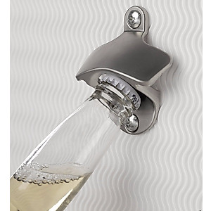 Alued 10 PCS Wall Mount Bar Beer Coke Bottle Wine Soda Cap Opener Brushed Chrome Silver