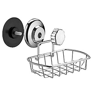 SANNO Suction Cups Shower Caddy Soap Dish Holder for Large Shampoo Shower Gel Holder Bathroom Storage Bath Organizer Kitchen Storage Basket for Shampoo, Conditioner, Soap- Rustproof Stainless Steel