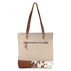 Myra Bag Sprinkle Upcycled Canvas & Cowhide Leather Tote Bag S-1595
