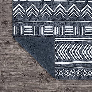 Rugshop Contemporary Geometric Bohemian Stain Resistant Flat Weave Eco Friendly Premium Recycled Machine Washable Area Rug 7'7"x9'6" Dark Gray