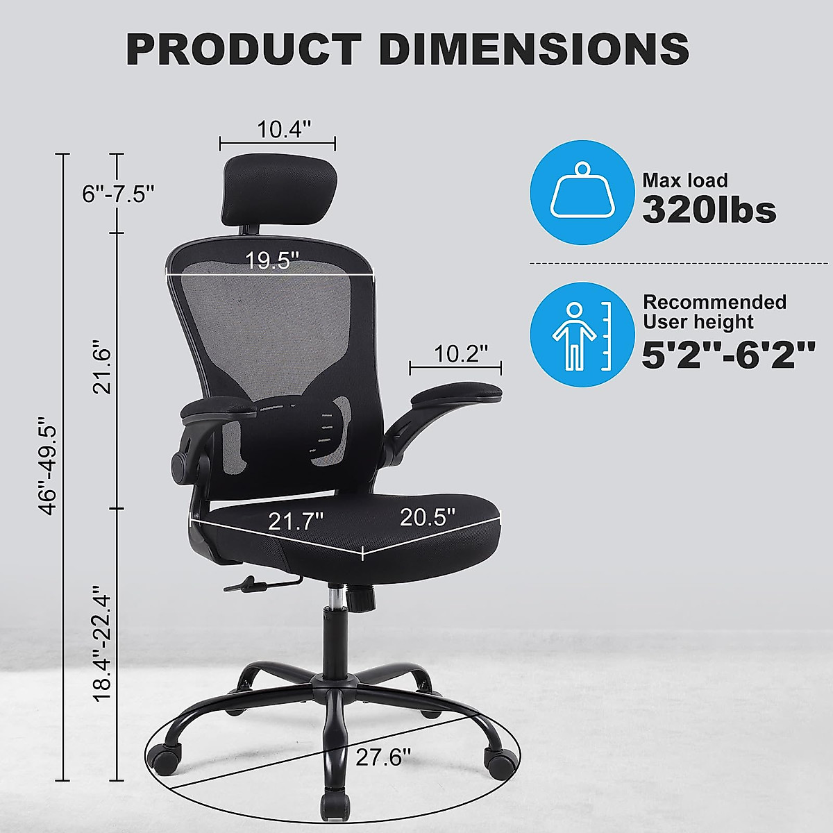 10 Pack Ergonomic Office Desk Chair- Mesh Home Office Desk Chairs with Lumbar Support & 3D Adjustable Armrests (10 Pack)