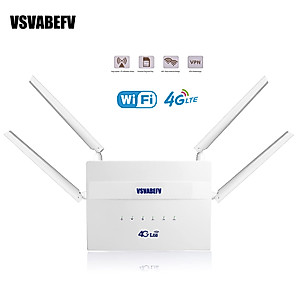 4G LTE Wireless Router with SIM Card Slot 300Mbps Unlocked Wireless Mobile WiFi Hotspot Routers with Antennas for B2/B4/B5/B12/B13/B17/B18/B25, Sim Card Router Support T-Mobile AT&T
