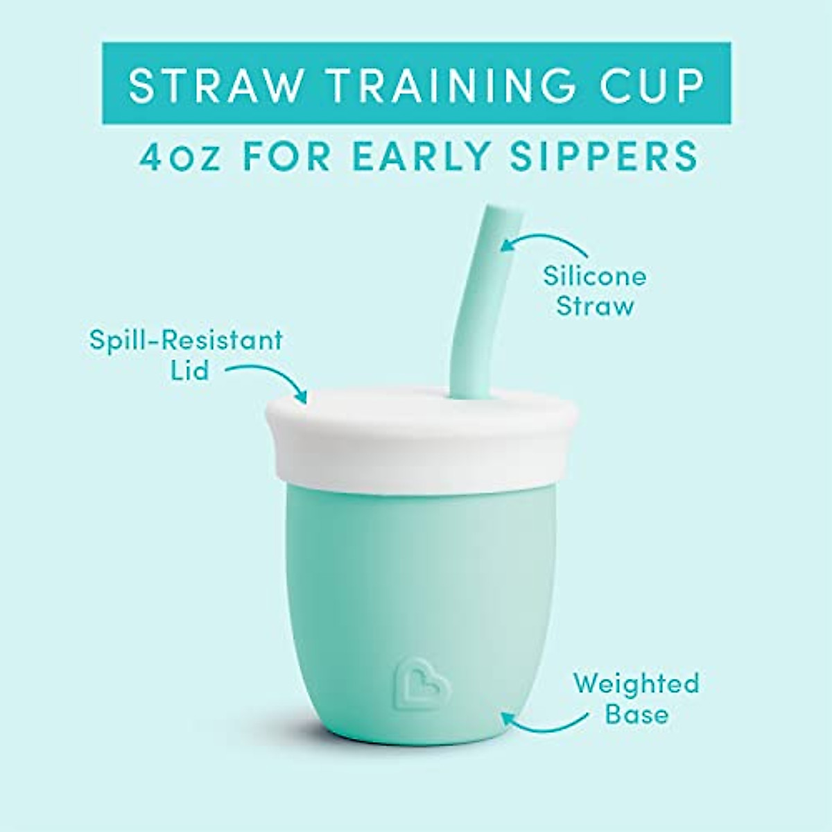 Munchkin® C’est Silicone! Open Training Cup with Straw for Babies and Toddlers 6 Months+, 4 Ounce, Mint