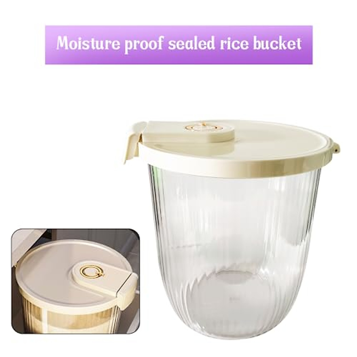 Airtight Flour Storage Containers with Lid, Rice Container 20 lbs Airtight Bin, Multifunction Grain Container Box for Sugar, Flour, Bean, Nuts, Pantry, Kitchen - White