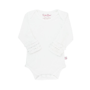 White Ruffled Long Sleeve Layering Bodysuit - 12-18m