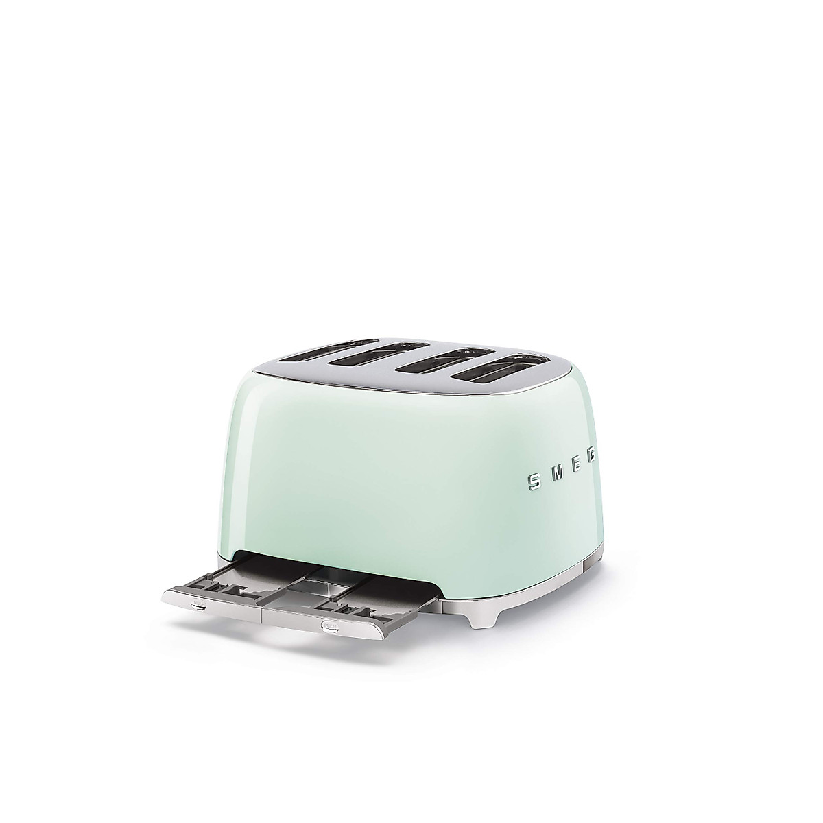 Smeg 50's Style Retro Aesthetic 4 Slice Toaster 6 Presets Extra Wide Slots Pastel Green TSF03PGUS