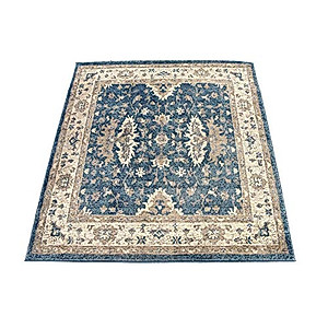 Unique Loom Salzburg Collection Classic Traditional Medallion Design Oriental Inspired Area Rug, 4' 0" x 4' 0", Blue/Beige