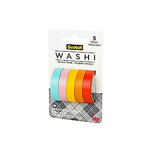 Scotch Washi Tape, Summer Design, 5 Rolls, Great for Bullet Journaling, Scrapbooking and DIY Décor (C1017-5-P4)
