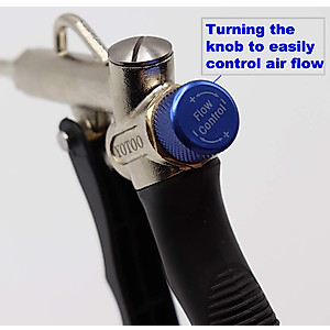 YOTOO 2-Way Air Blow Gun kit with Adjustable Air Flow, Extended Nozzle, High Flow Nozzle and 1/4" NPT Female Quick Plug
